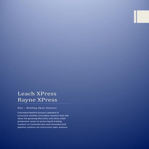 Columbia Pipeline Group Open Season Notices for Leach Xpress & Rayne ...