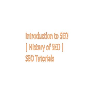 Introduction to SEO( Search Engine Optimization) | PDF