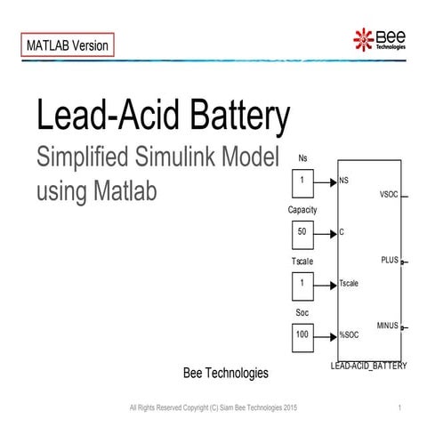 Lead acid battery (simplified) MATLAB MODEL | PPT
