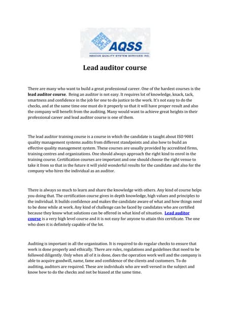 lead auditor course .ppt