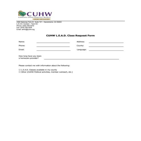 Lead class request form | PDF
