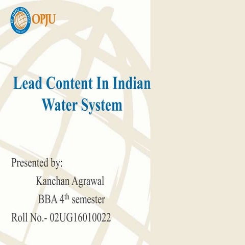 Lead content in indian water system | PPT