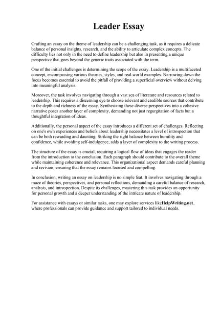 Sample Leadership Essay | PDF