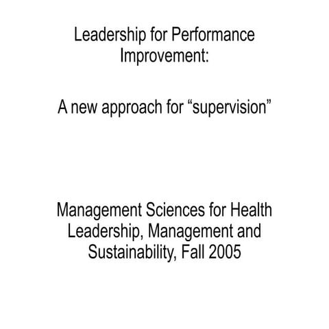 New approch to supervision Basic for management | PPT