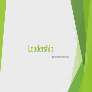 Leadership + EFQM Leadership Criteria | PPT