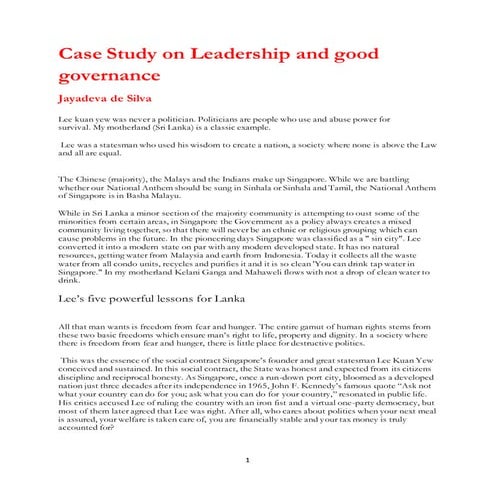 Leadership and good governance case study | DOCX