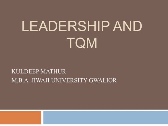 Quality gurus and their contribution to TQM | PDF