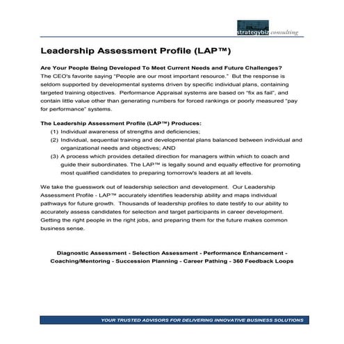 Leadership assessment profile lap | PDF