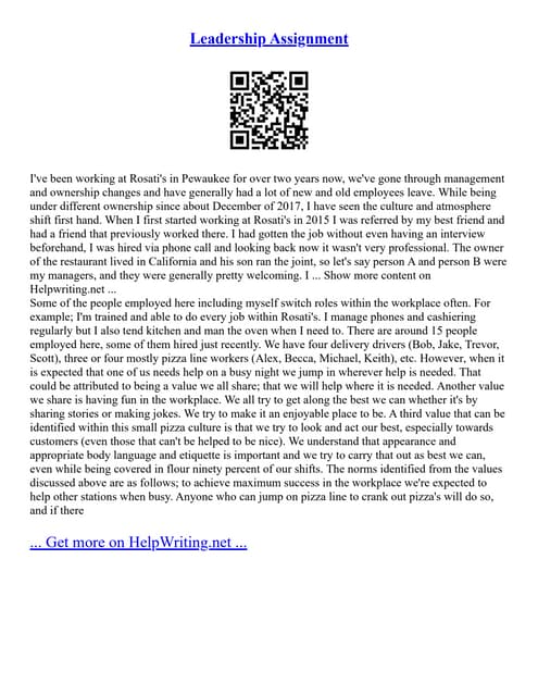 Leadership Assignment | Pdf