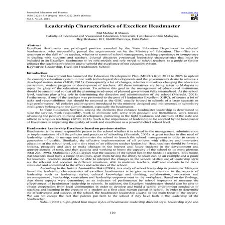 Leadership characteristics of excellent headmaster | PDF