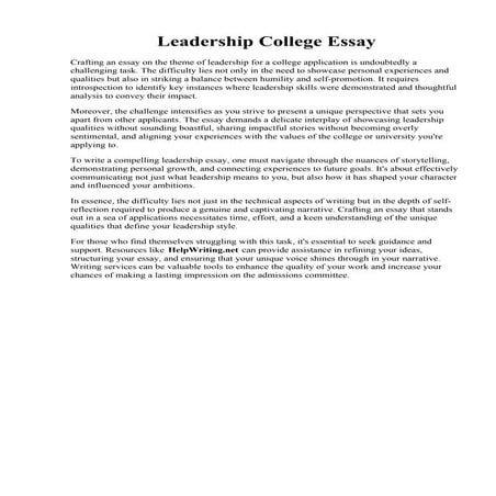 Leadership College Essay | PDF