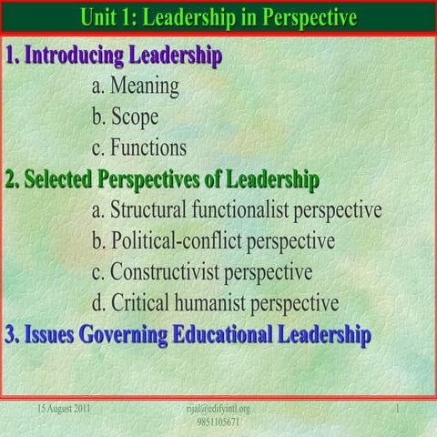 Leadership concepts | PDF