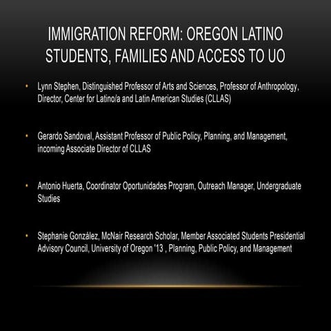 Immigration Reform: Oregon Latino Students, Families and Access to UO ...