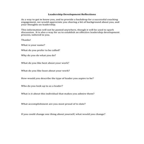 Leadership development reflections | PDF