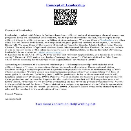 Leadership Essay Pdf