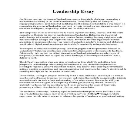 Leadership Essay | PDF