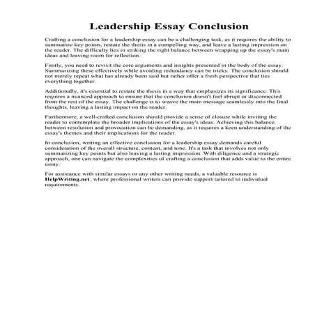 Leadership Essay Conclusion | PDF