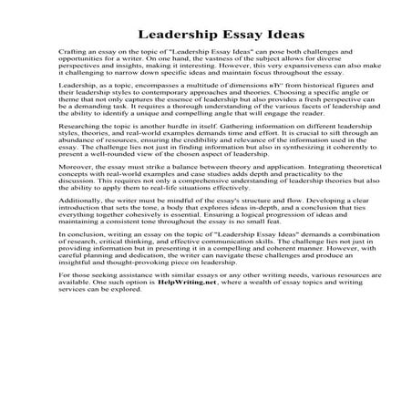 Leadership Essay Ideas | PDF