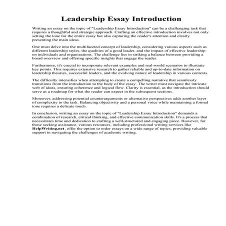 Leadership Essay Introduction | PDF