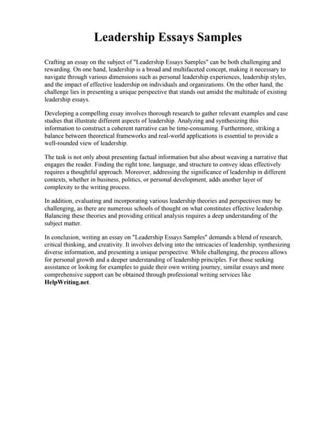 Sample Leadership Essay | PDF
