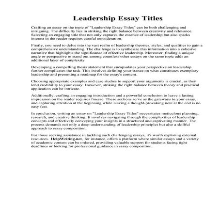 Leadership Essay Titles | PDF