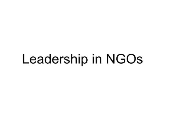 Leadership of NGOs | PPT