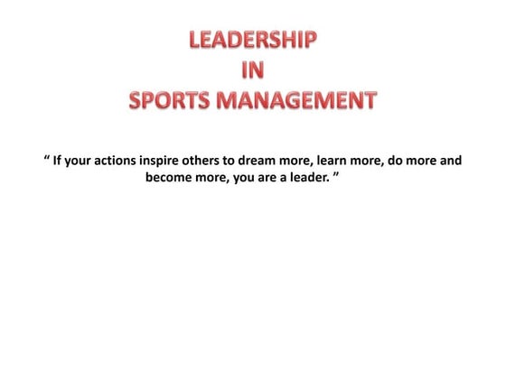 Organization and Management of Sport | PPT