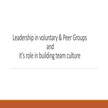 Leadership in voluntary and peer groups | PPTX