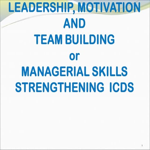 Leadership, motivation and team building(19.4.2011) | PPT