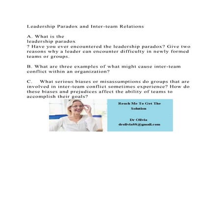 Leadership Paradox and Inter-team RelationsA. What is the lead.docx