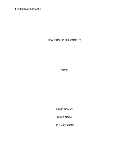 Leadership Philosophy Statement | PDF