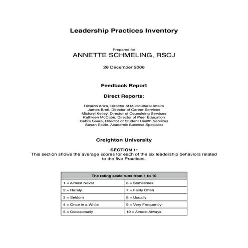 Leadership Practices Inventory 2006 | PDF