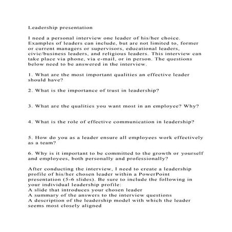 Leadership presentationI need a personal interview one leader of.docx