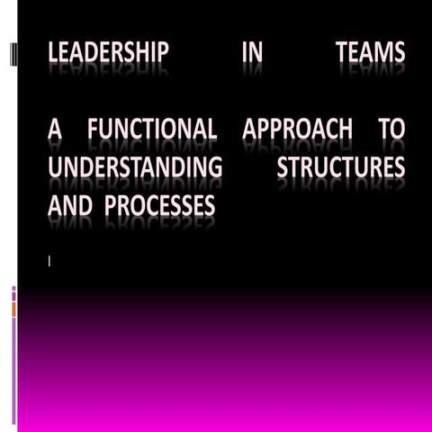 leadership in teams:a functional approach to understanding leadership ...
