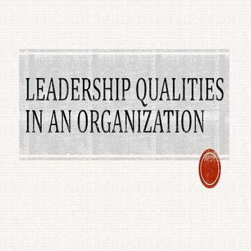 Team leadership and role of leader in an organization | PPTX