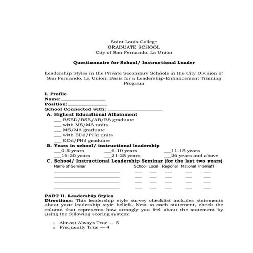 Leadership questionnaire felj | DOCX