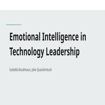 Emotional Intelligence in Technology Leadership - An Analysis | PPTX