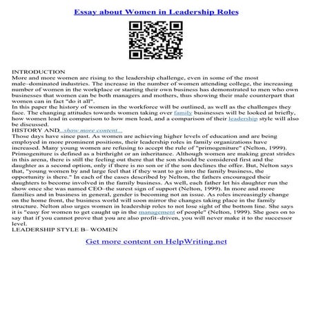Leadership Sample Essay | PDF