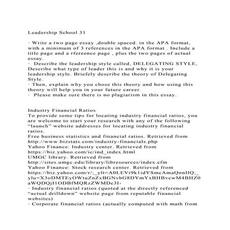 Leadership School 31· Write a two page essay ,double spaced. i.docx