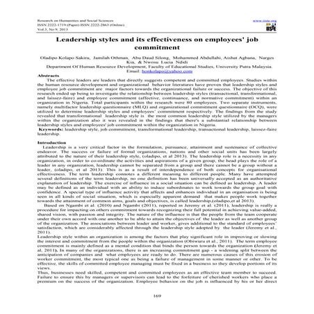 Leadership styles and its effectiveness on employees' job commitment ...