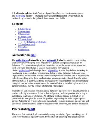 Various Leadership Styles With Advantages and Disadvantages Of Each | PPT