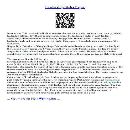 Leadership Styles Paper | PDF