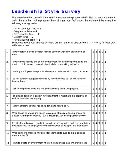 Leadership Questionnaire | PDF