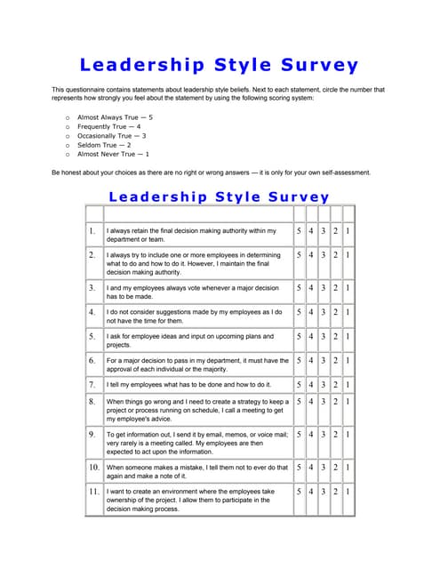 Leadership Questionnaire | PDF