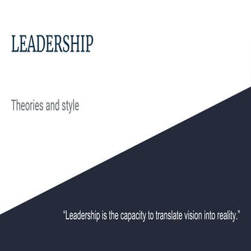 Leadership theories and style | PPTX