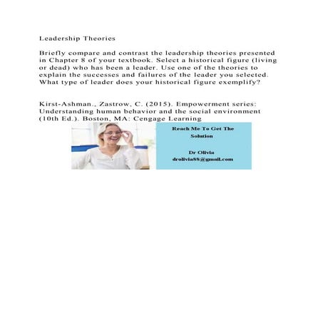Leadership TheoriesBriefly compare and contrast the leadership t.docx