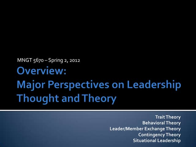 Ohio State Studies (Behavioral Theories of Leadership) | PPTX