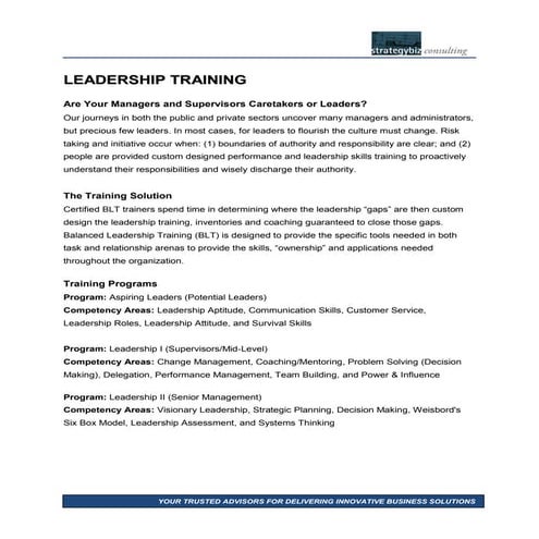 Leadership training | PDF | Business | Business and Finance