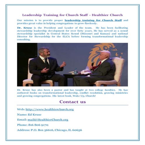Leadership Training for Church Staff – Healthier Church | DOCX