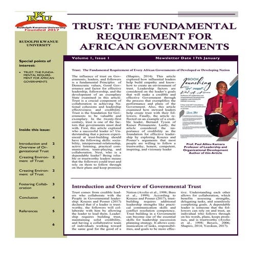 TRUST: THE FUNDAMENTAL REQUIREMENT FOR AFRICAN GOVERNMENTS | PDF